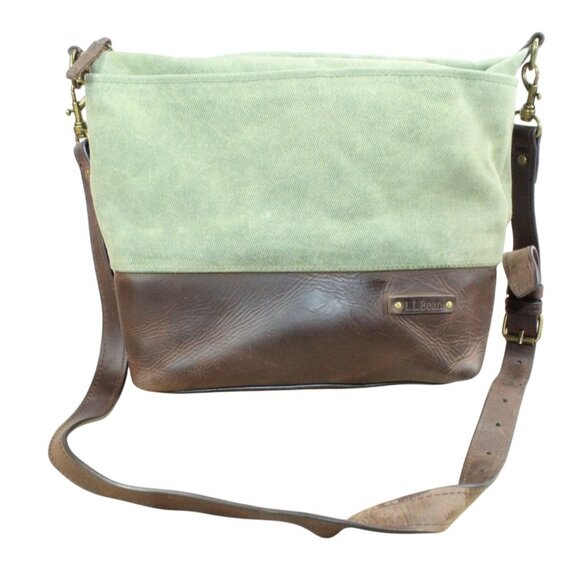 L.L. Bean | Bags | Ll Bean Waxed Canvas Crossbody Full Grain Leather ...
